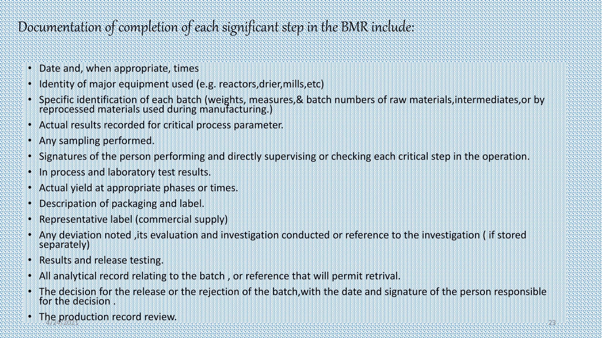 Master batch record,batch production record ,Quality Audit Type and ...