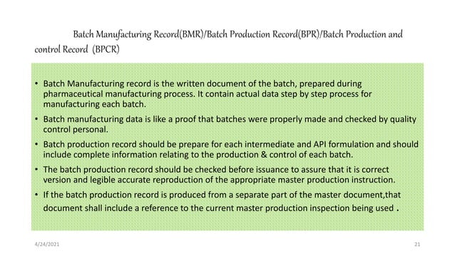 Master batch record,batch production record ,Quality Audit Type and ...