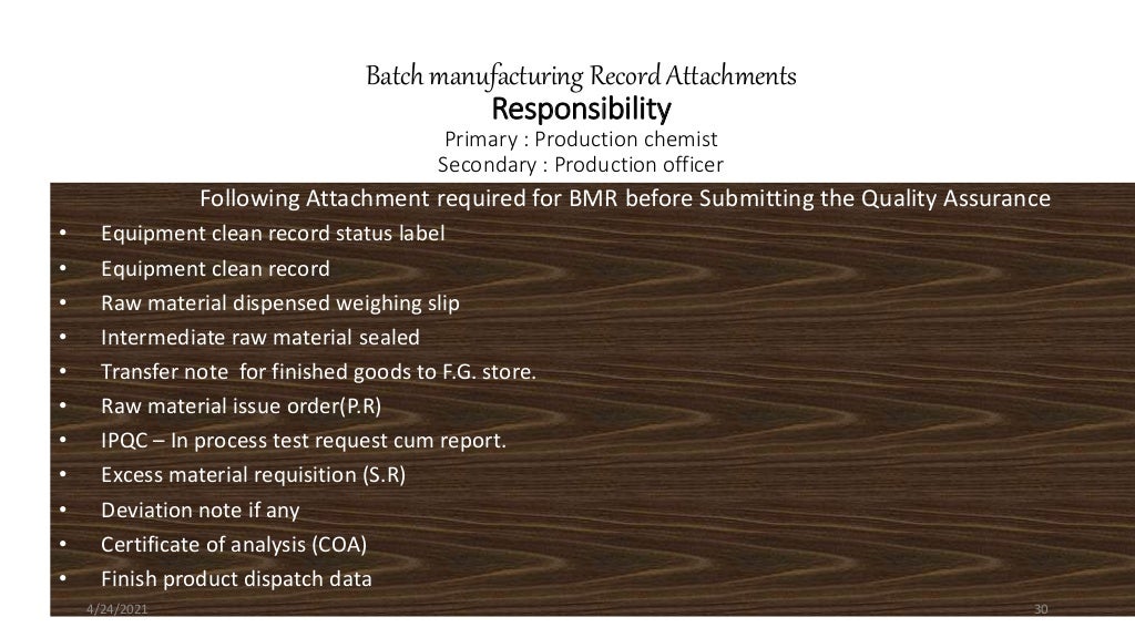 Master batch record,batch production record ,Quality Audit Type and p…