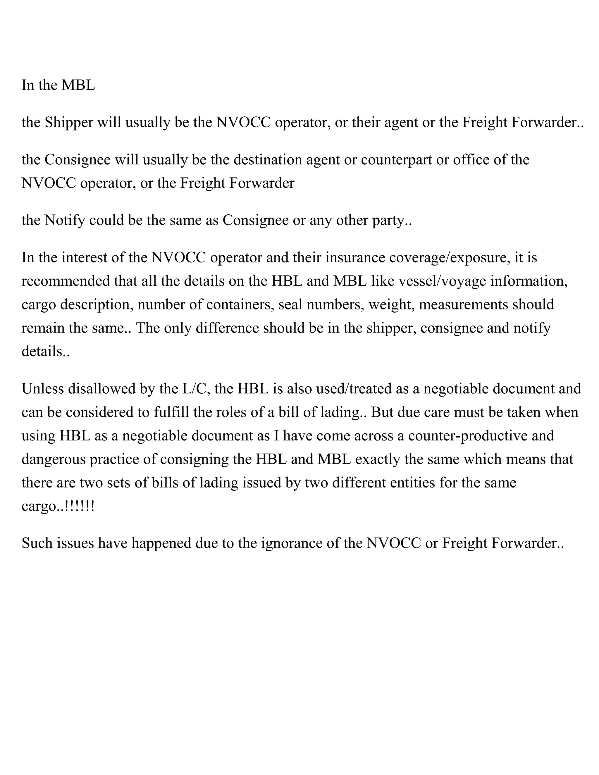 Master billof lading versus house bill of lading | PDF