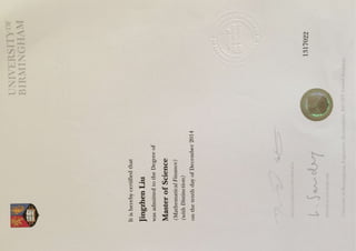 Master certificate | PDF