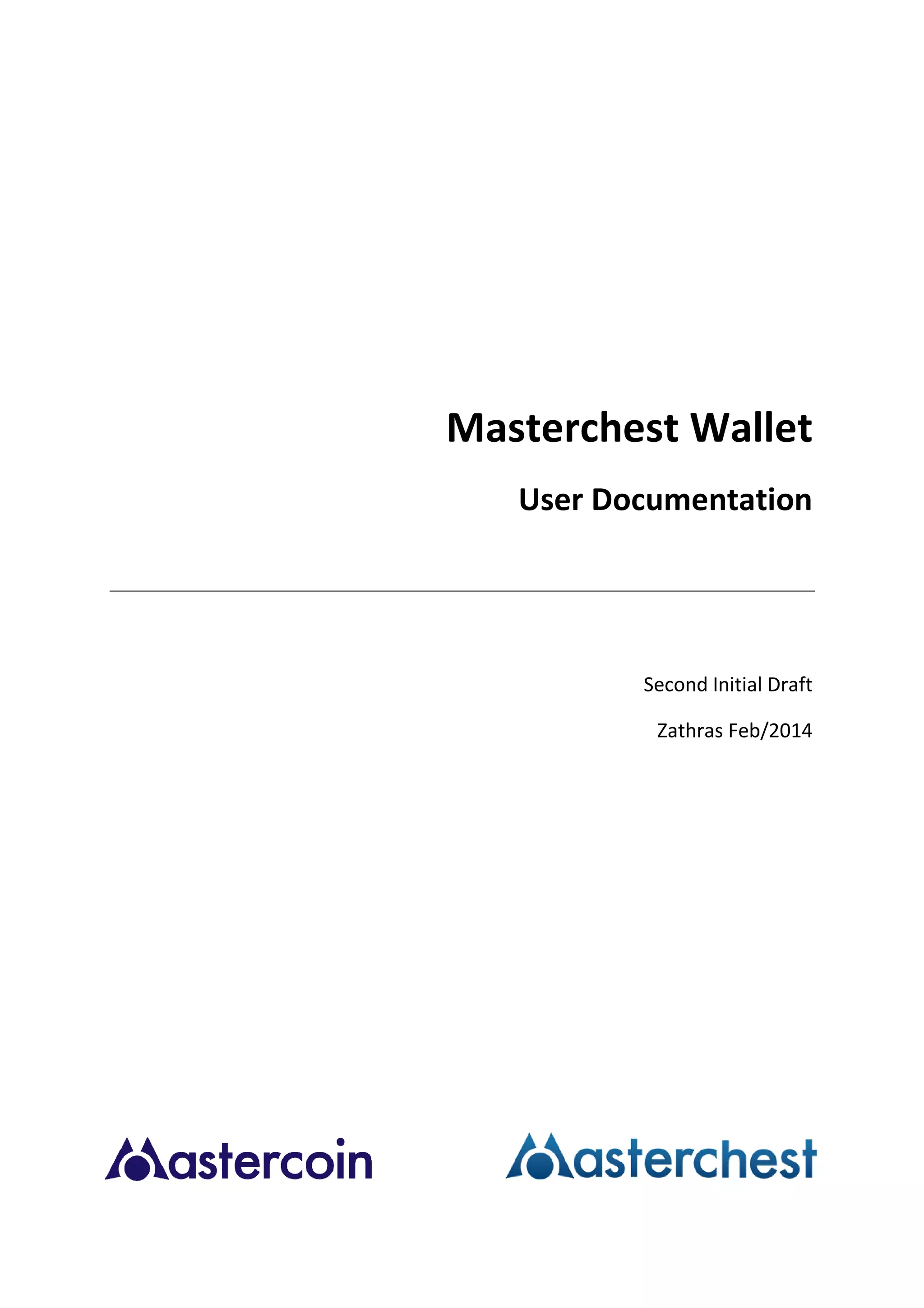 Masterchest wallet user_doco_initial_draft | PDF