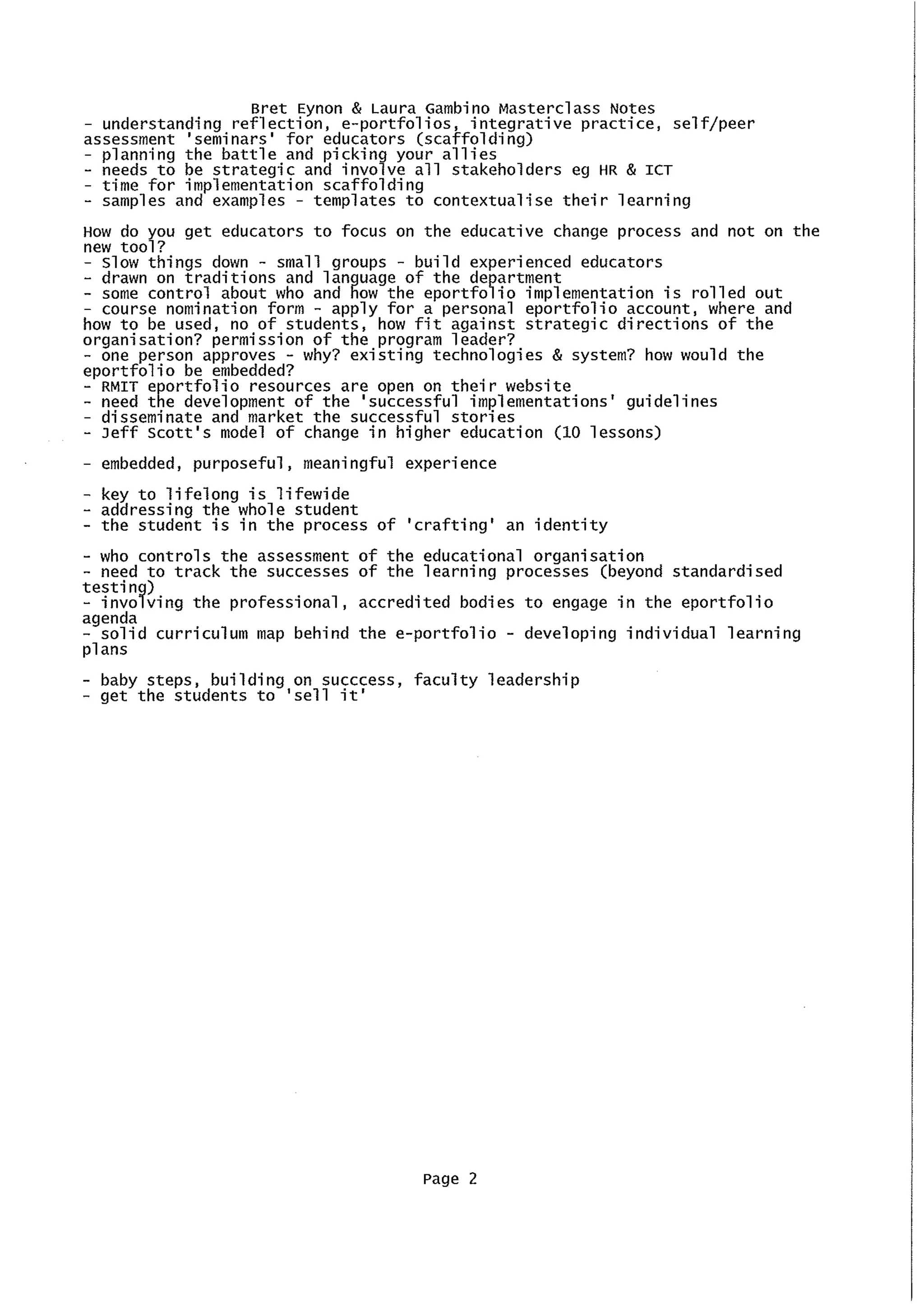 Masterclass Notes | PDF