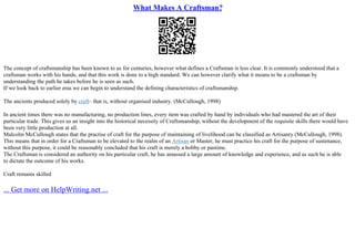 Master Craftsmen In The Medieval | PPT