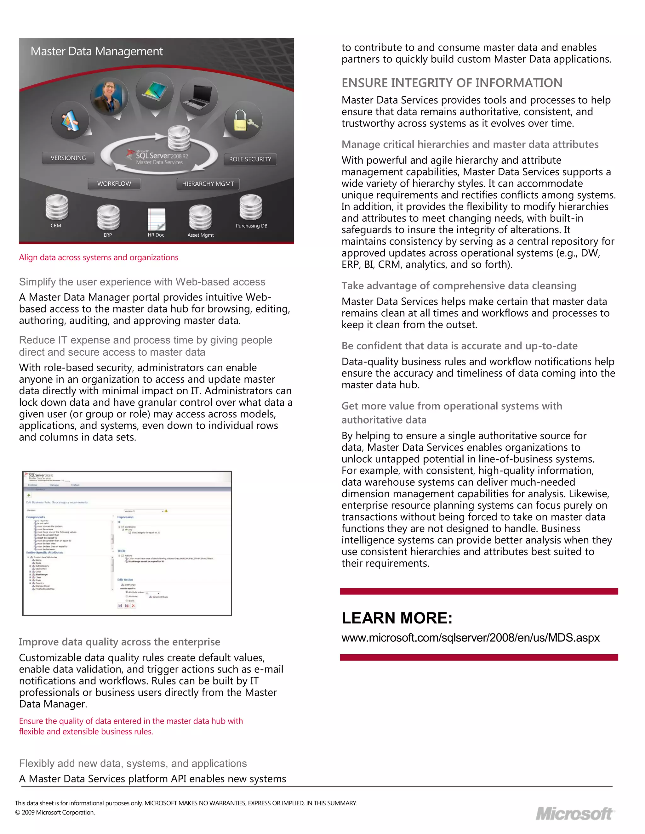 Microsoft SQL Server - Master Data Services Datasheet | PDF