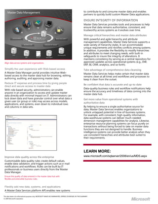 Microsoft SQL Server - Master Data Services Datasheet | PDF