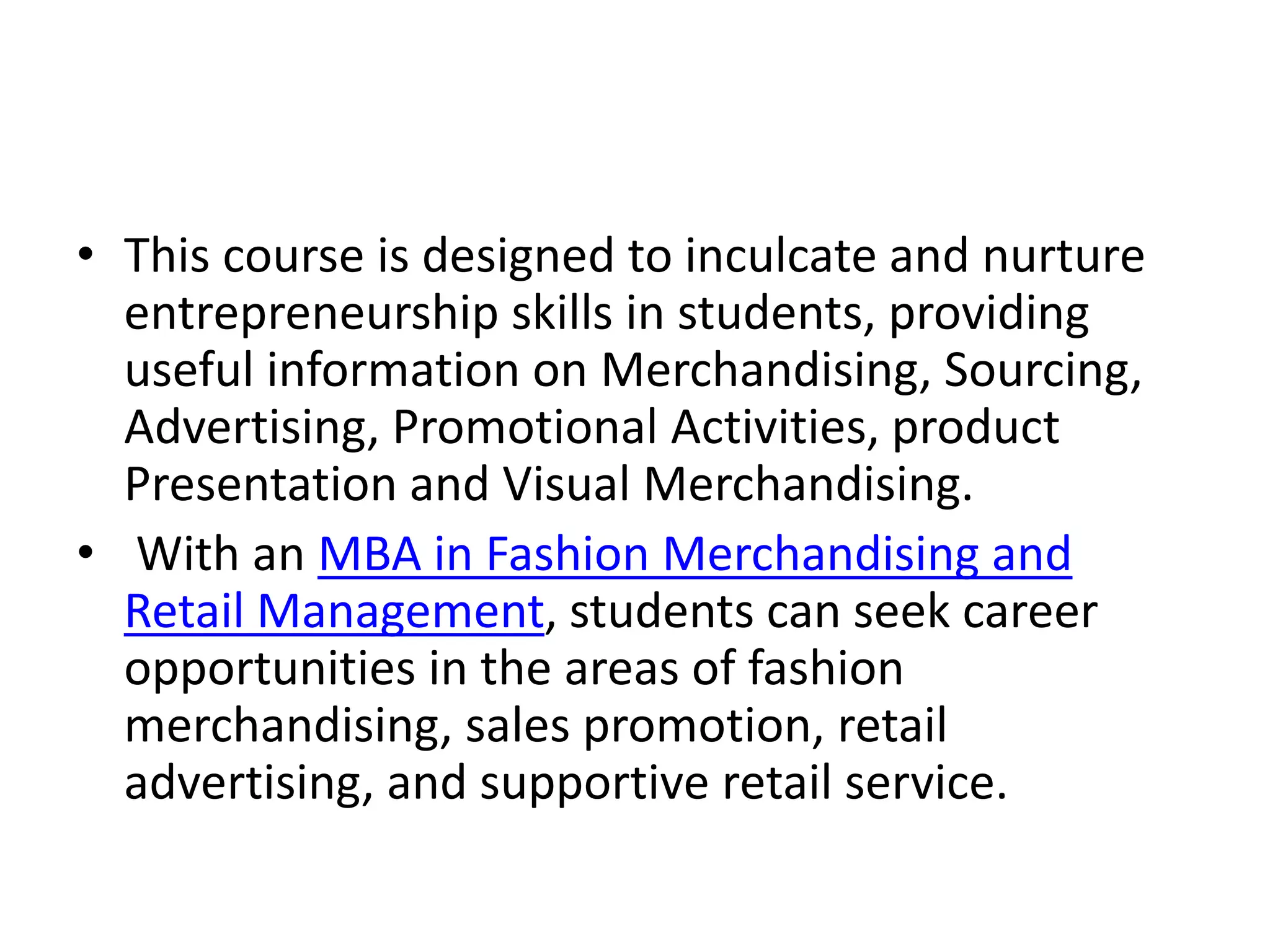 Master Degree Program in Fashion Merchandising & Retail Management | PPTX