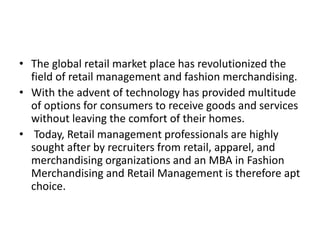 Master Degree Program in Fashion Merchandising & Retail Management | PPTX