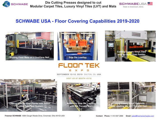 Cutting Presses - FloorTek Sept 2019 Booth #216 - LVT Carpet Tile Flooring Capabilities 2019 ...