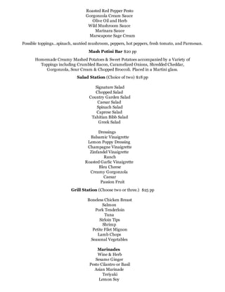 Master food stations Farm to Fork Caterers | DOCX