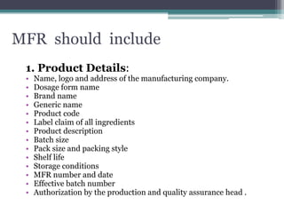 Master formula record | PPT