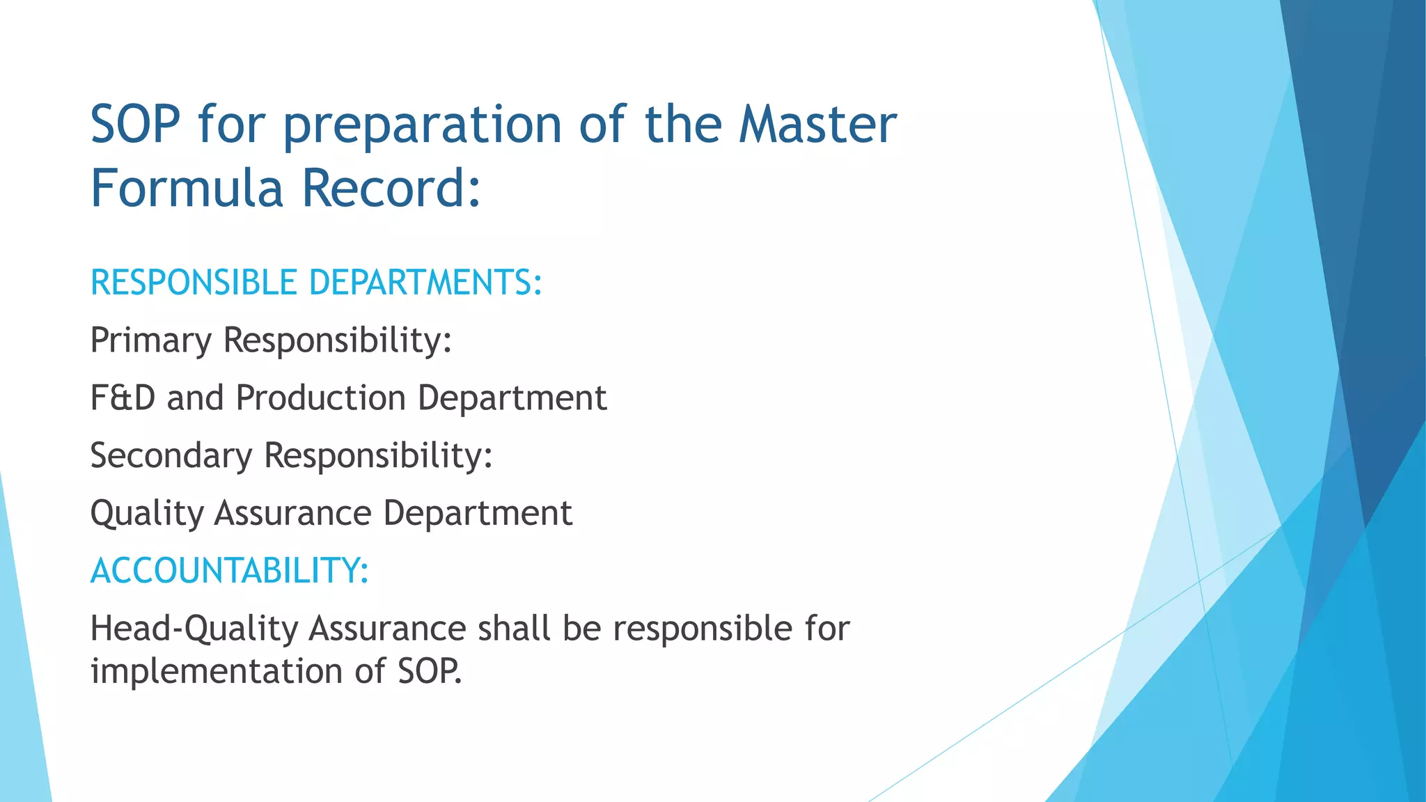 Master formula record | PPTX