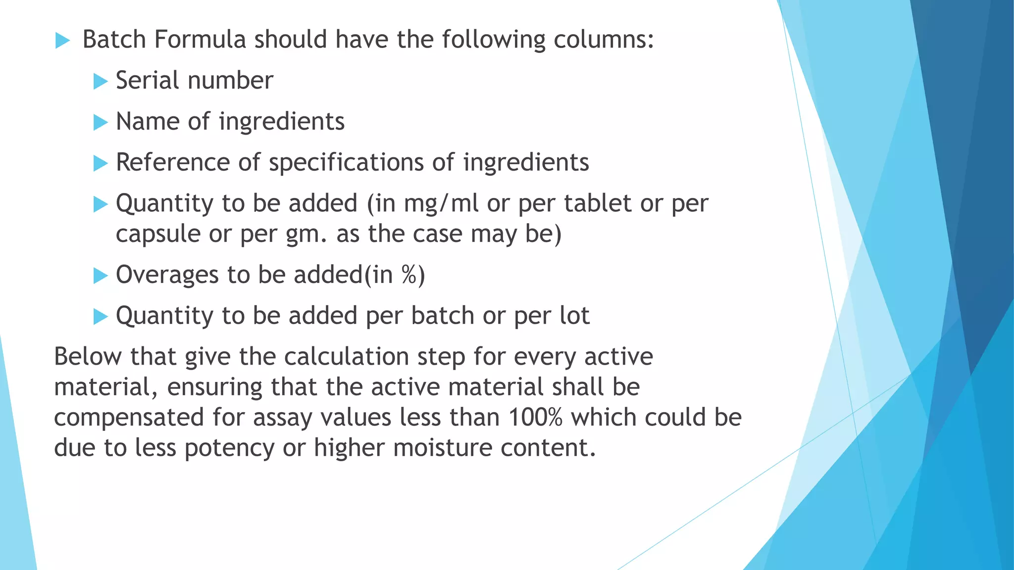 Master formula record | PPTX | Pharmaceutical Industry | Industries