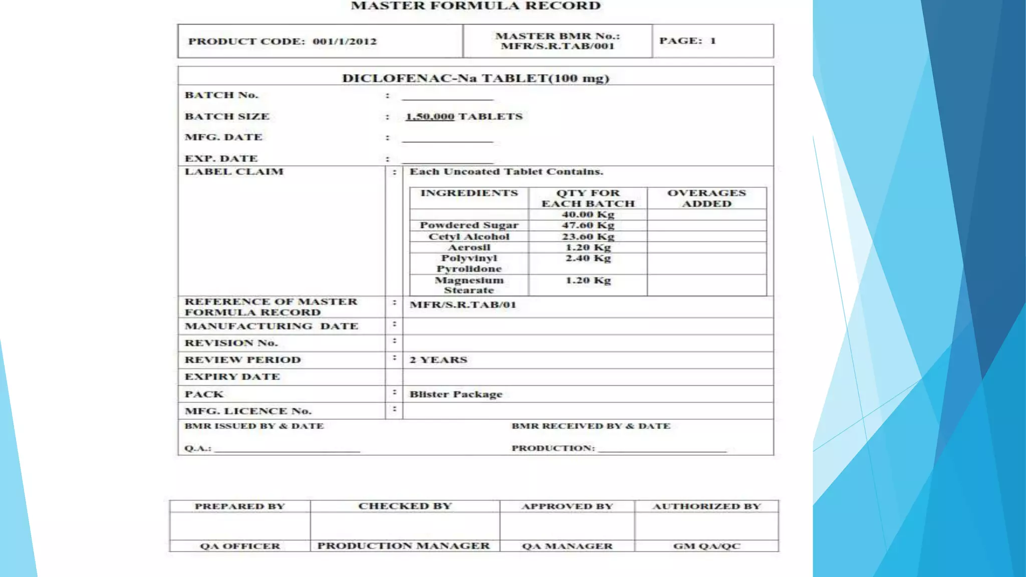 Master formula record | PPTX