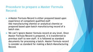 Master formula record | PPTX