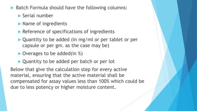 Master formula record | PPTX | Pharmaceutical Industry | Industries