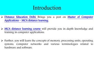 Master in computer applications (MCA) – scope & jobs, benefits, eligibility criteria | PPTX