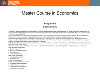 Master in economics | PPT