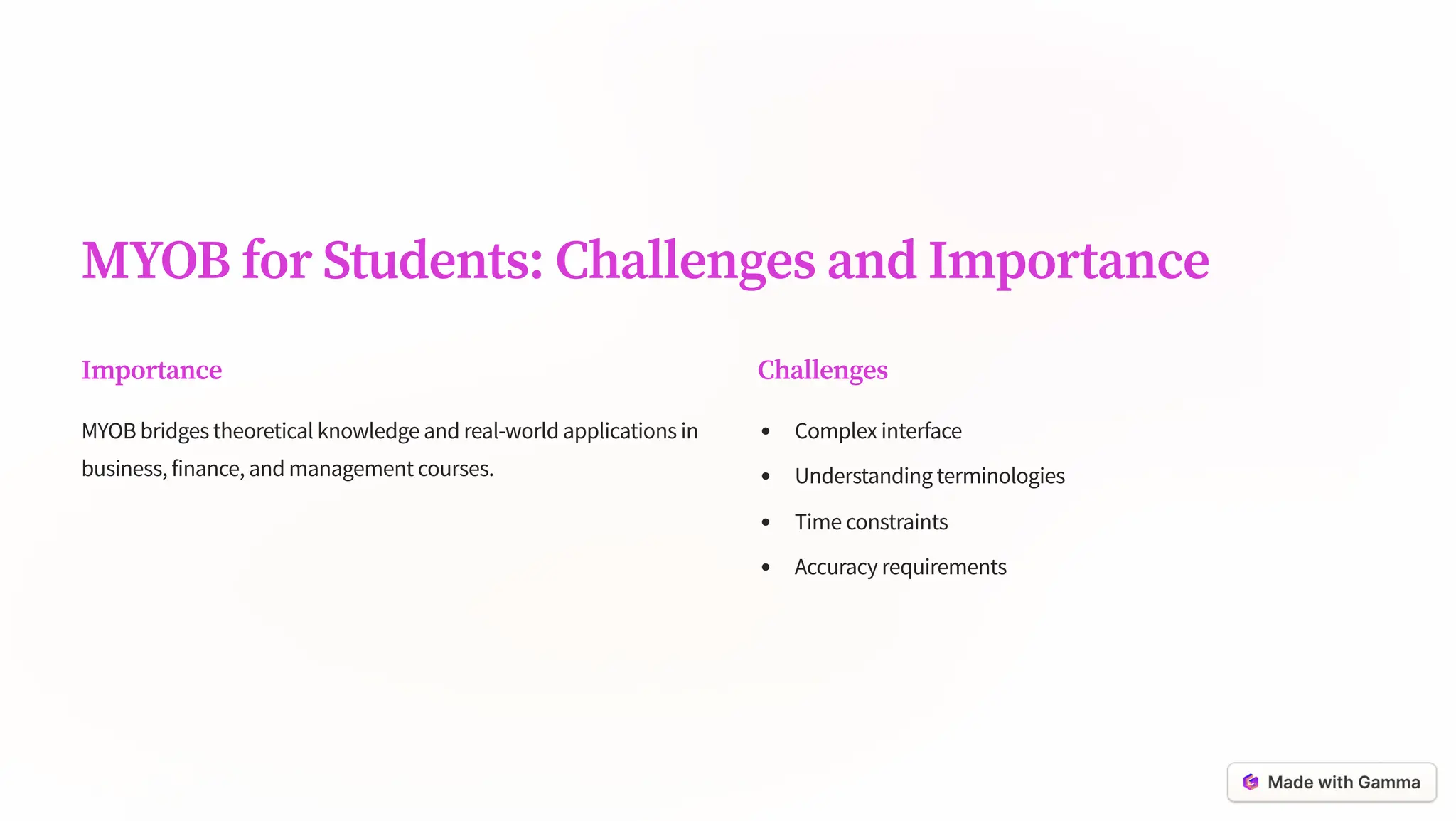 Mastering MYOB: A Comprehensive Guide for students | PPT