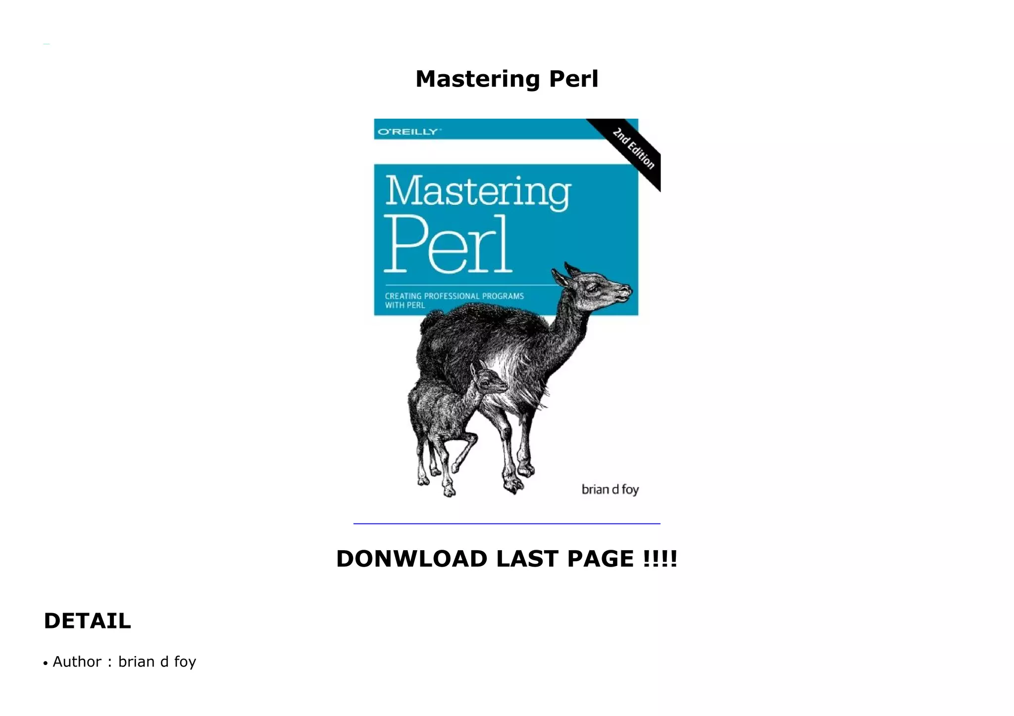 Mastering Perl | PPT