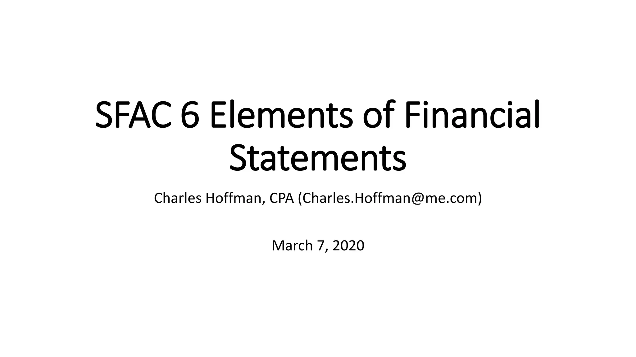 SFAC 6 Elements of Financial Statements Representation in XBRL | PPTX