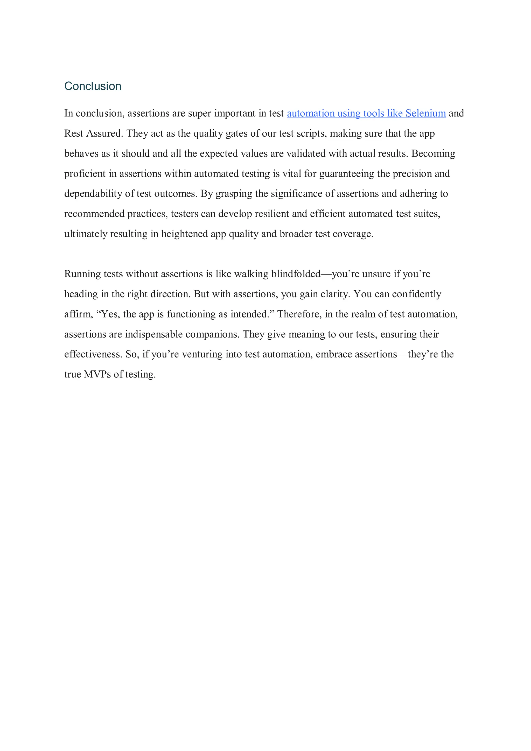 Mastering Assertions in Automation Testing, Importance and Best ...