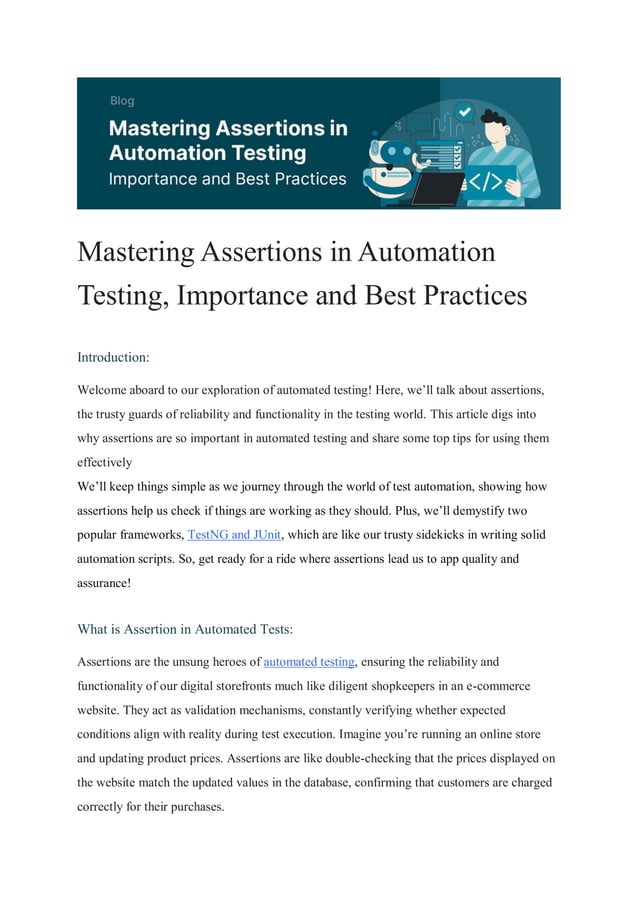 Mastering Assertions in Automation Testing, Importance and Best ... Mastering Assertions in Automation Testing, Importance and Best ...