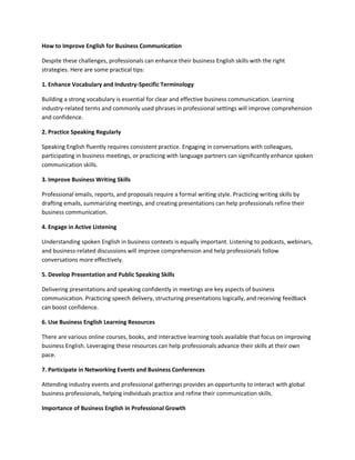 Mastering Business English: Overcoming Challenges and Enhancing ...