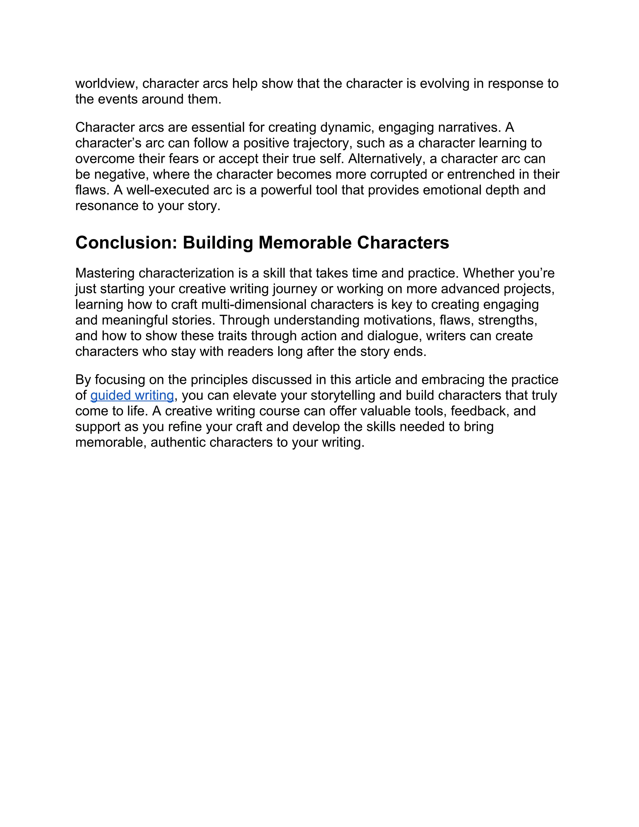 Mastering Character Development in Creative Writing | PDF