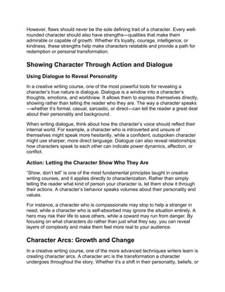 Mastering Character Development in Creative Writing | PDF