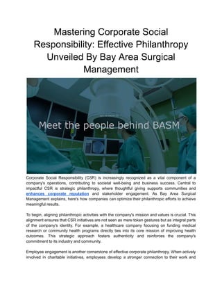 Mastering Corporate Social Responsibility_ Effective Philanthropy ...
