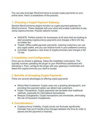 Mastering Crypto Payments_ A WooCommerce Gateway Guide | DOCX | Web Development | Internet