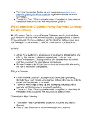 Mastering Crypto Payments_ A WooCommerce Gateway Guide | DOCX | Web Development | Internet