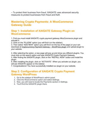 Mastering Crypto Payments_ A WooCommerce Gateway Guide | DOCX | Web Development | Internet