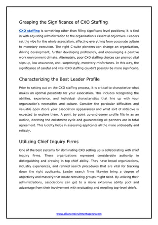 Mastering CXO Staffing - Key Strategies for Success | PDF