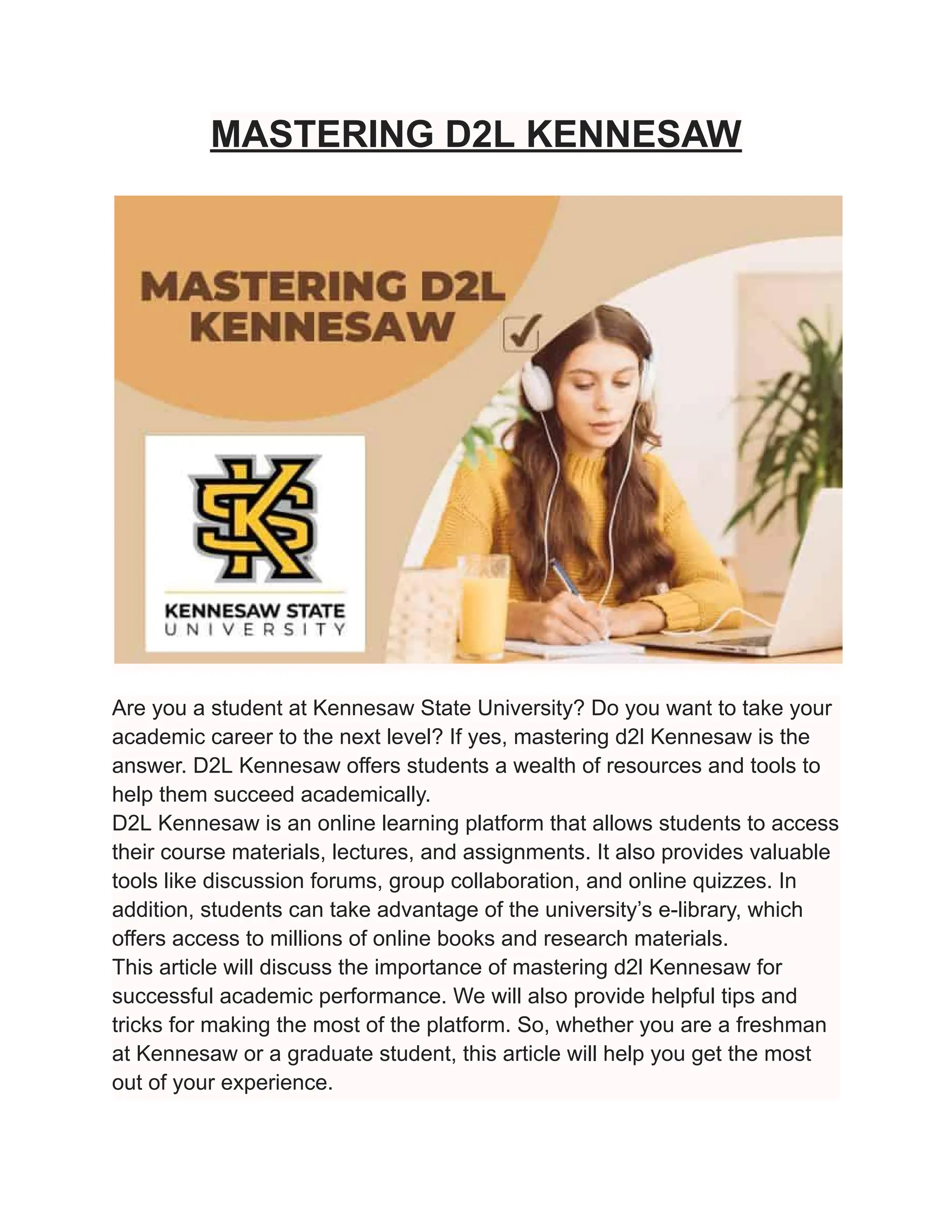 Mastering D2L Kennesaw | PDF
