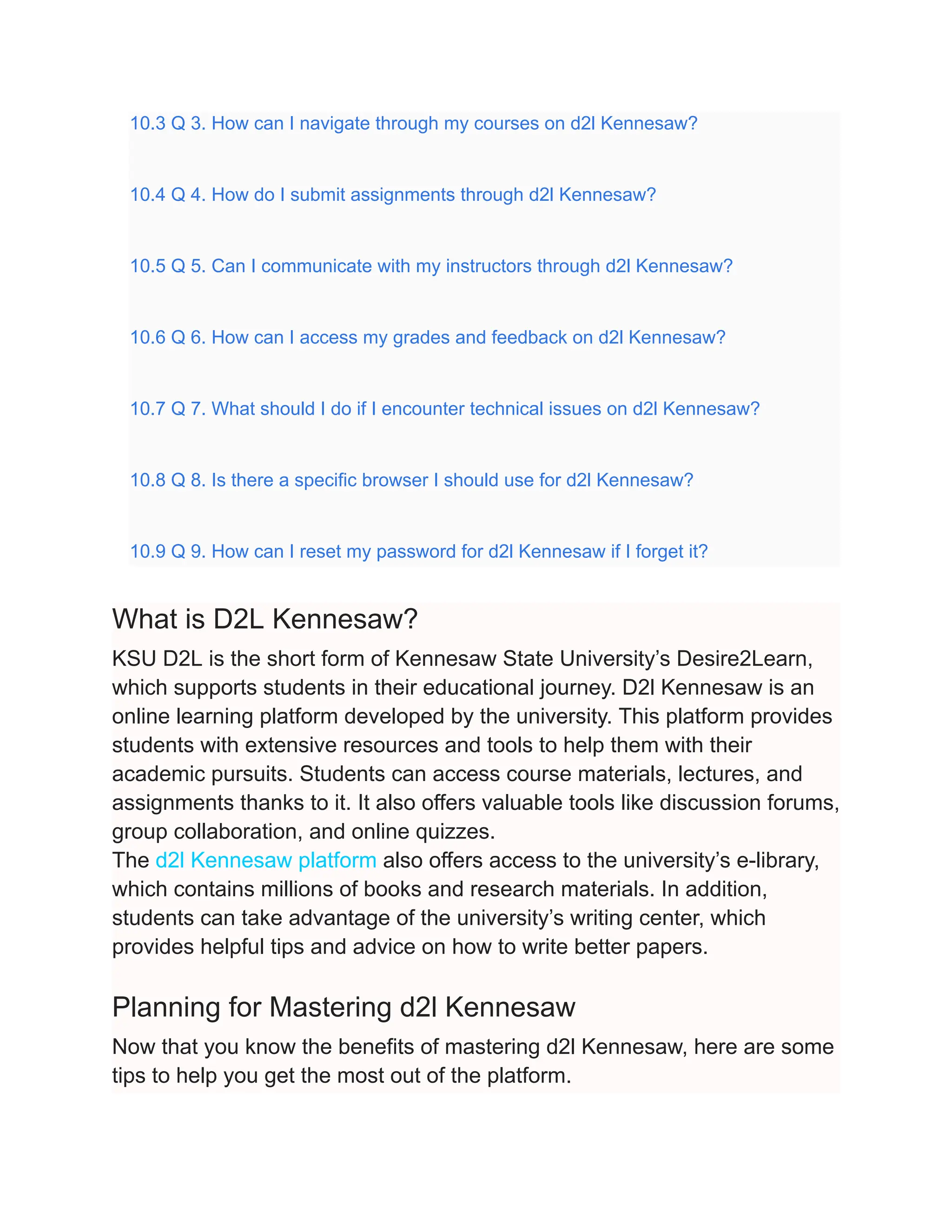 Mastering D2L Kennesaw | PDF