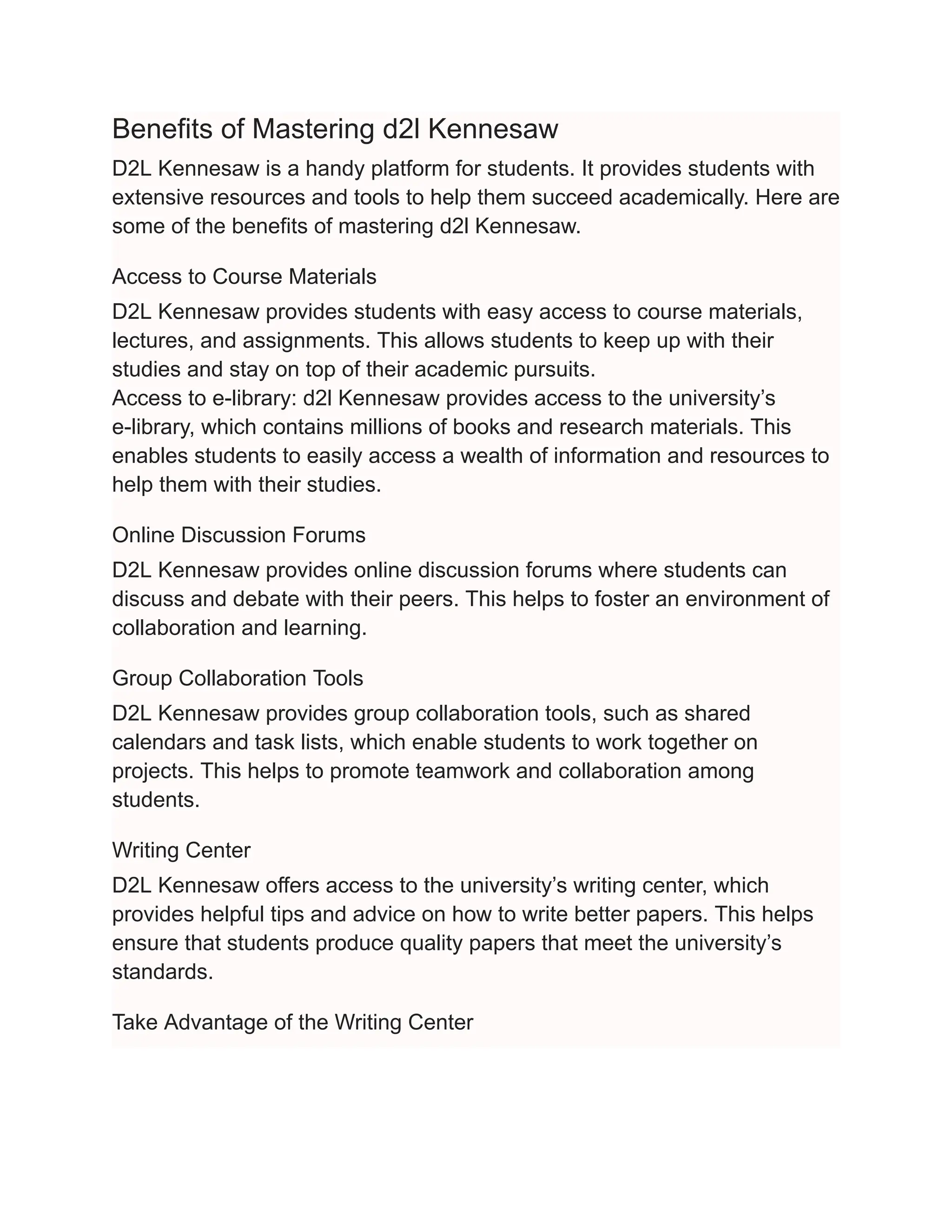 Mastering D2L Kennesaw | PDF