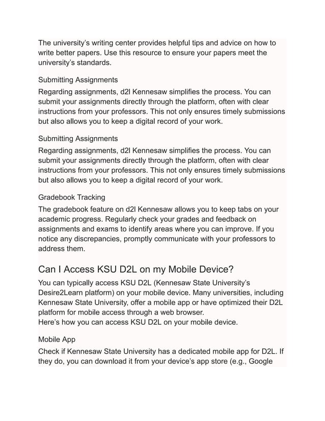 Mastering D2L Kennesaw | PDF