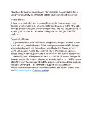 Mastering D2L Kennesaw | PDF