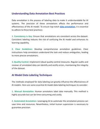Mastering Data Annotation -Major Considerations for Building Robust AI Models | PDF
