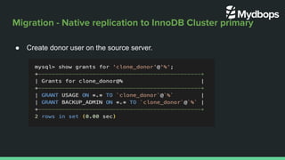 Mastering Database Migration_ Native replication (8.0) to InnoDB Cluster (8.0) with Cloning Best ...