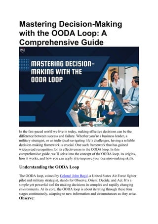Mastering Decision-Making with the OODA Loop: A Comprehensive Guide | CIO Women Magazine | PDF