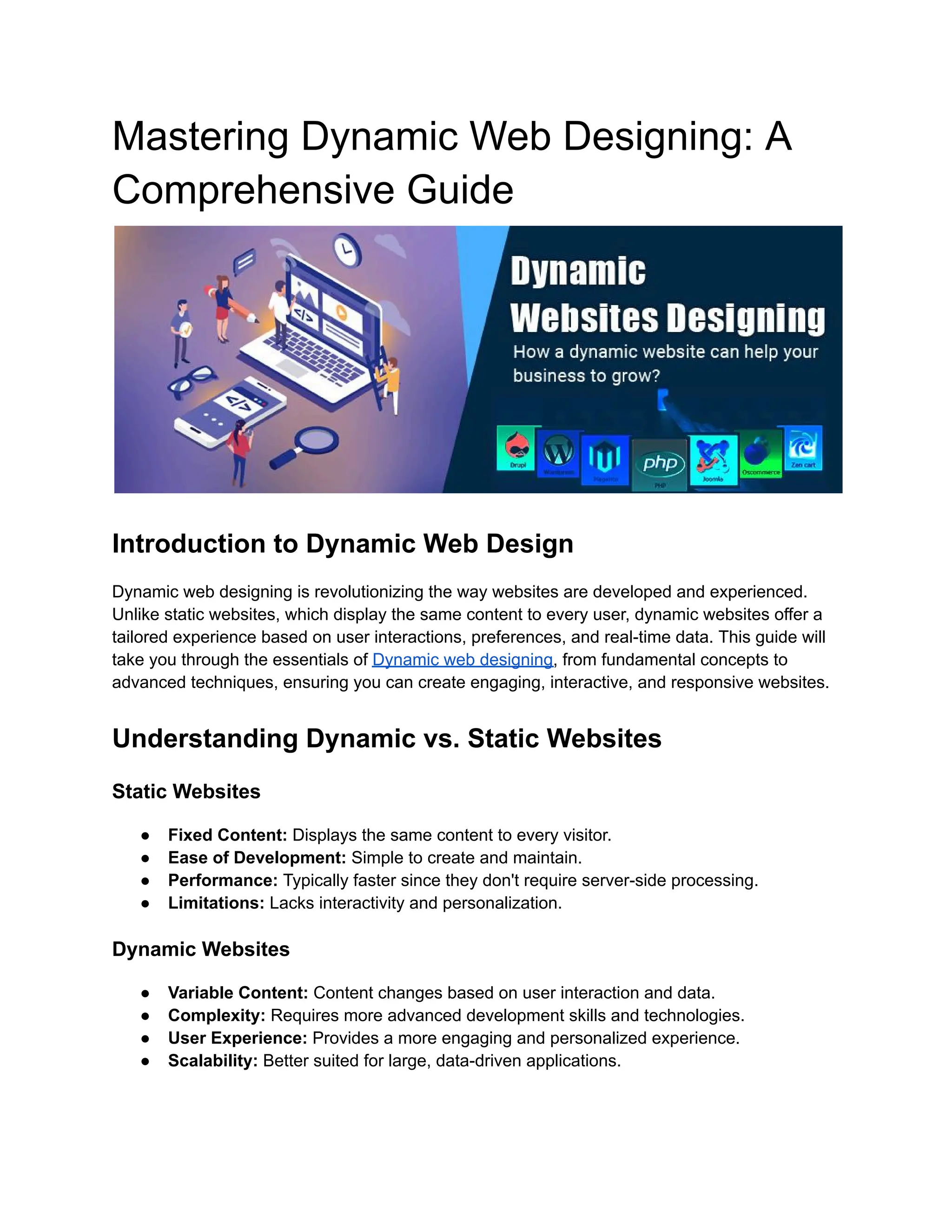 Mastering Dynamic Web Designing A Comprehensive Guide Pdf