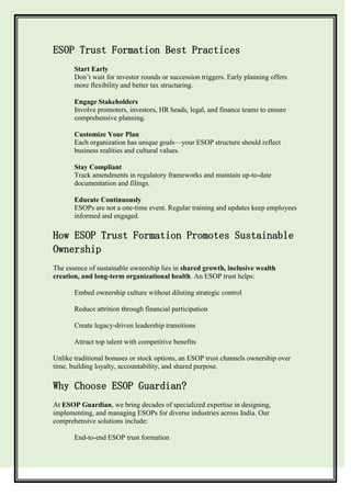 Mastering ESOP Trust Formation for Sustainable Employee Ownership ...