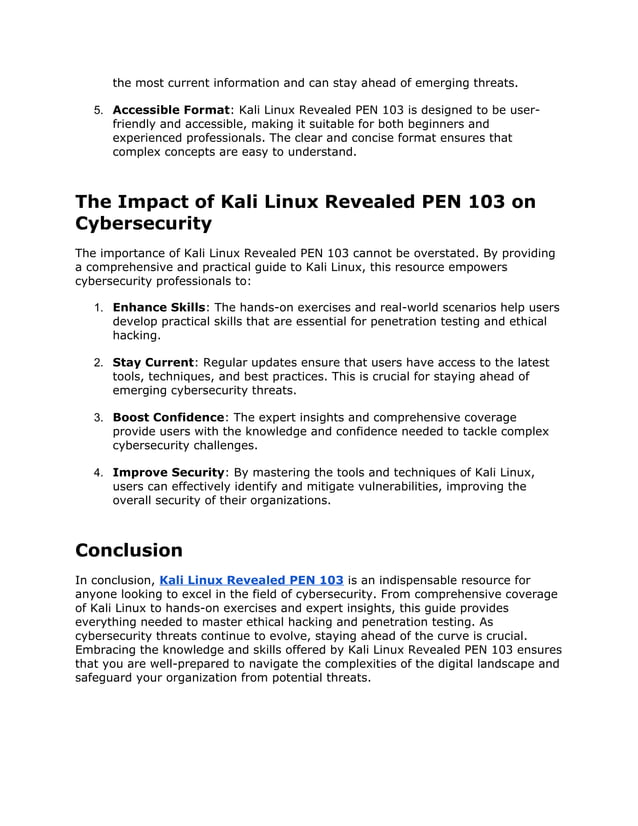 Mastering Ethical Hacking with Kali Linux Revealed PEN 103.docx