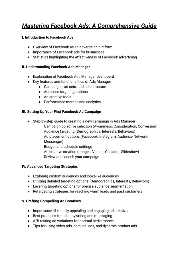 Mastering Facebook Ads- A Comprehensive Guide | PDF | Social Networking | Internet