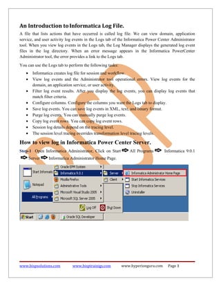 Mastering informatica log files | PDF