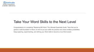 Mastering in MS Word.pptx | Desktop Publishing | Computer Software and ...