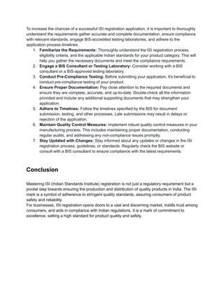 Mastering ISI Registration for Quality Products and Regulatory ...